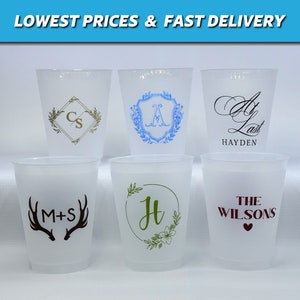 Custom Wedding Cups, Reception Bar Frosted Cups, Personalized ...