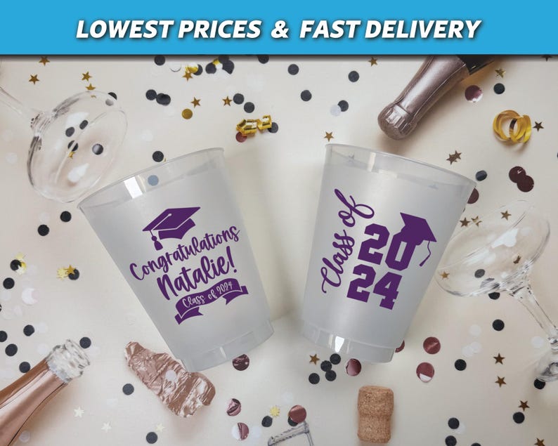 Graduation Custom Frosted Cups 9oz, 10oz, 12oz, 16oz, 20oz, 24oz ...