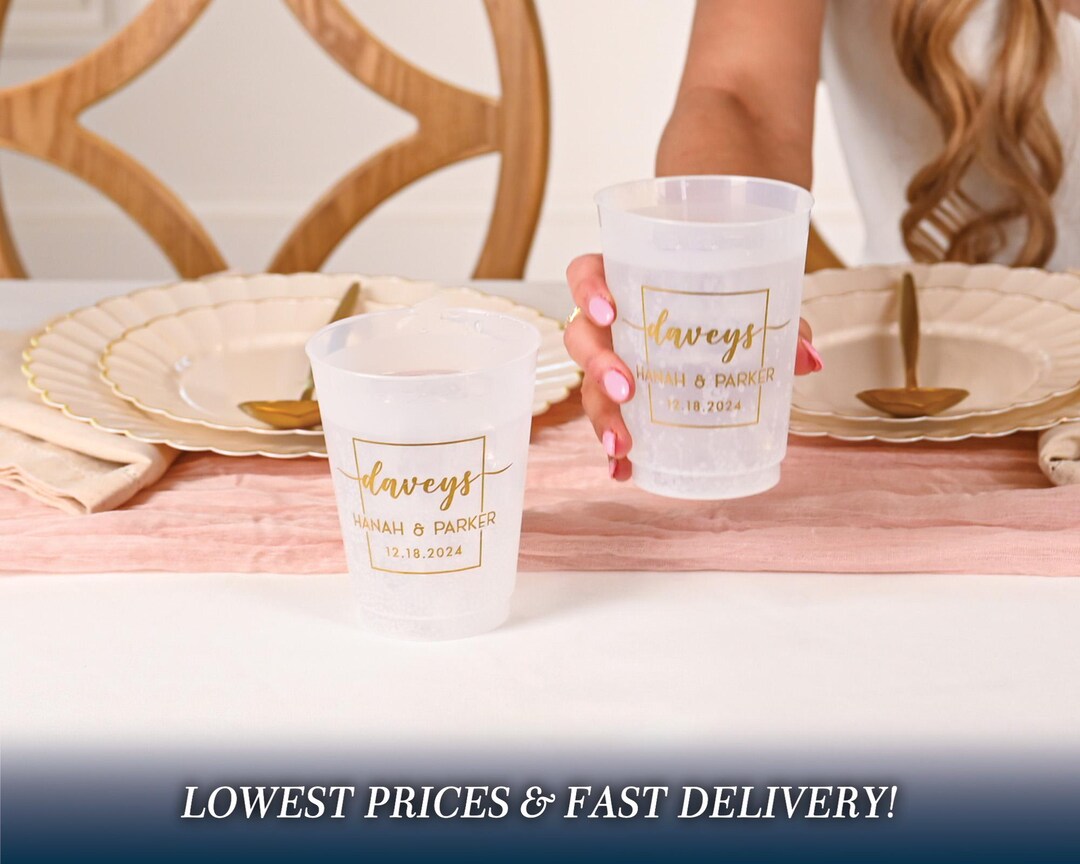 Custom Wedding Frosted Cups, Personalized Wedding Monogram Cups ...