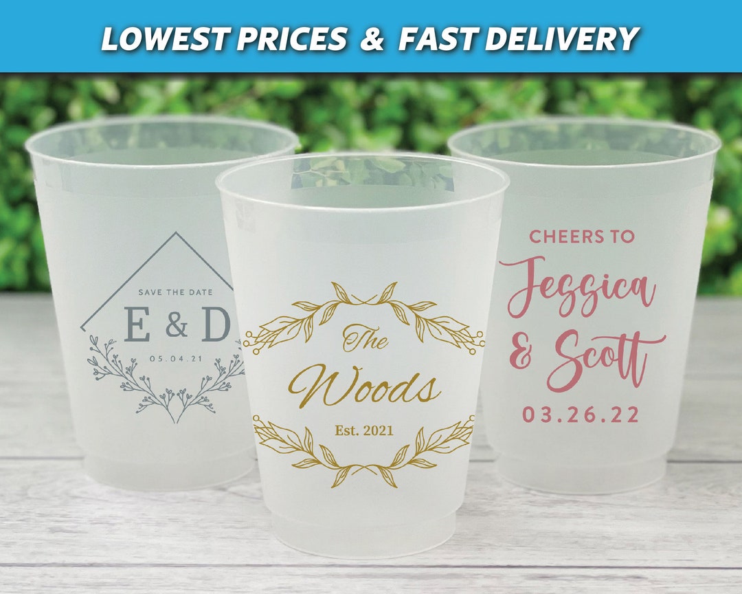 Custom Wedding Cups, Reception Bar Frosted Cups, Personalized ...