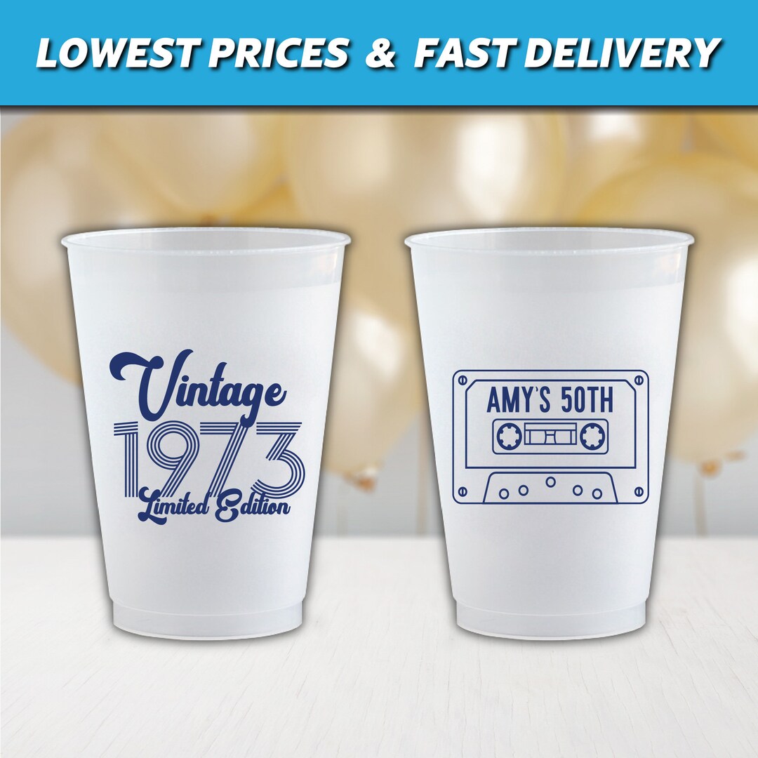 Vintage Birthday Cups, Custom Birthday Party Cups, Shatterproof Plastic ...