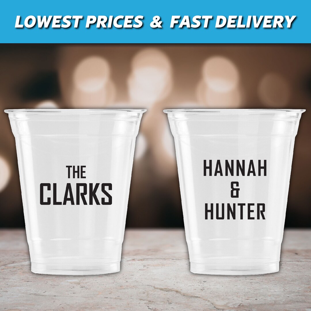 Custom Printed Soft Clear Plastic Cups, Wedding Solo Cups, Personalized ...