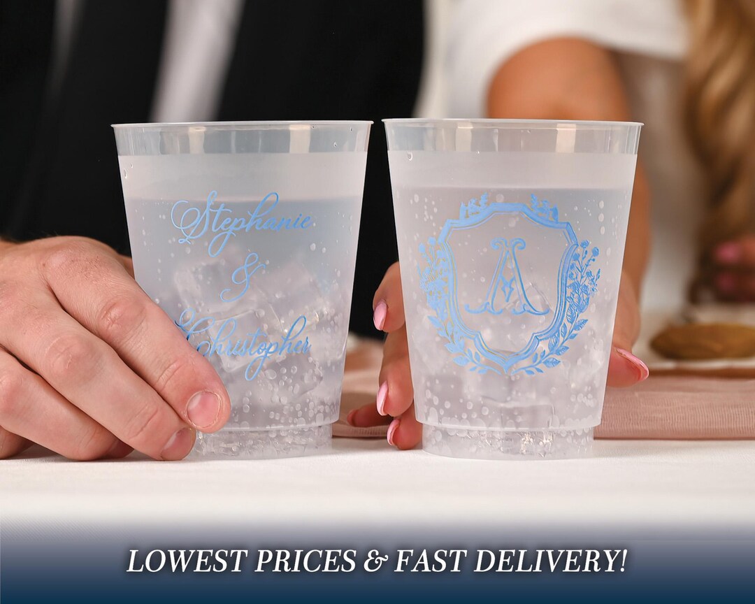 Custom Wedding Cups, Reception Bar Frosted Cups, Personalized ...