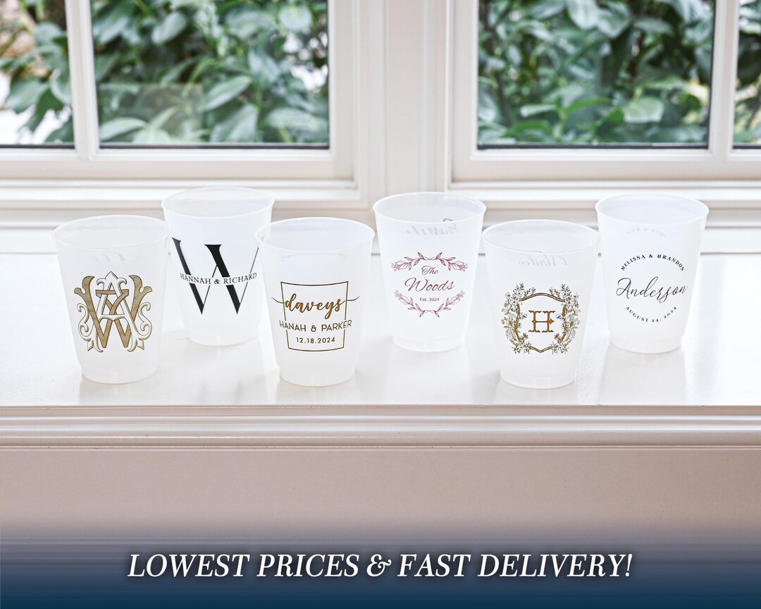 Custom Wedding Cups, Reception Bar Frosted Cups, Personalized ...