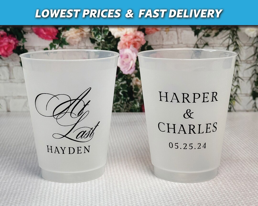 Custom Wedding Cups, Reception Bar Frosted Cups, Personalized ...