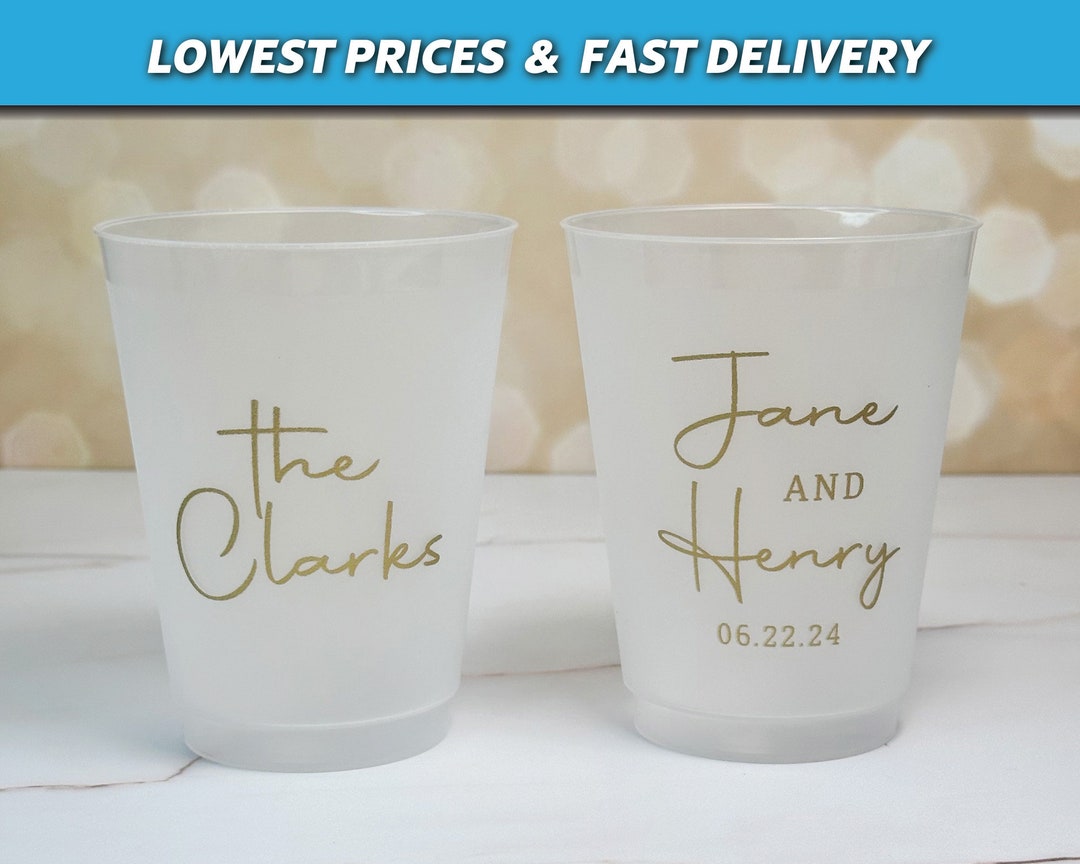 Wedding Cups Custom Frosted Cups - Elegant Personalized Drinkware for ...
