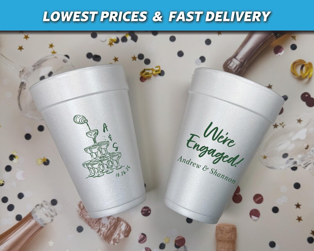 Personalized Engagement Foam Cups - She Said Yes Cups, We're Engaged ...