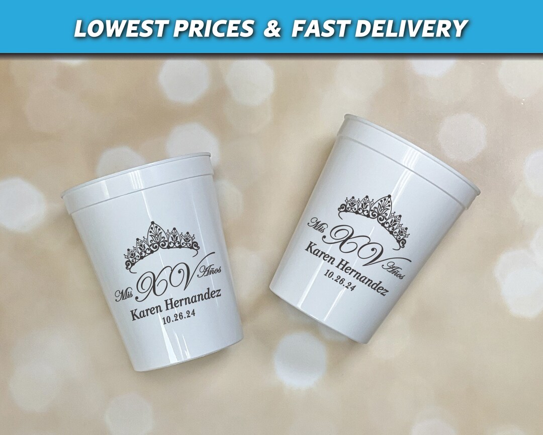 Quinceañera Birthday Stadium Cups, Personalized Mis Quince Favors ...