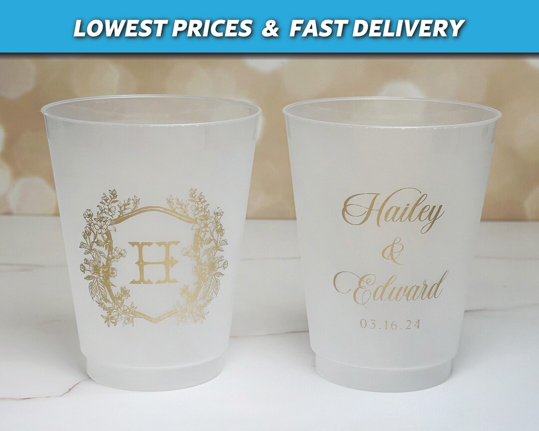 Custom Wedding Cups, Reception Bar Frosted Cups, Personalized ...