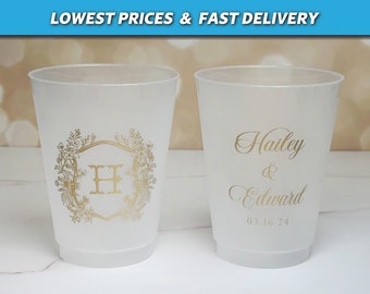 Custom Wedding Cups, Reception Bar Frosted Cups, Personalized ...