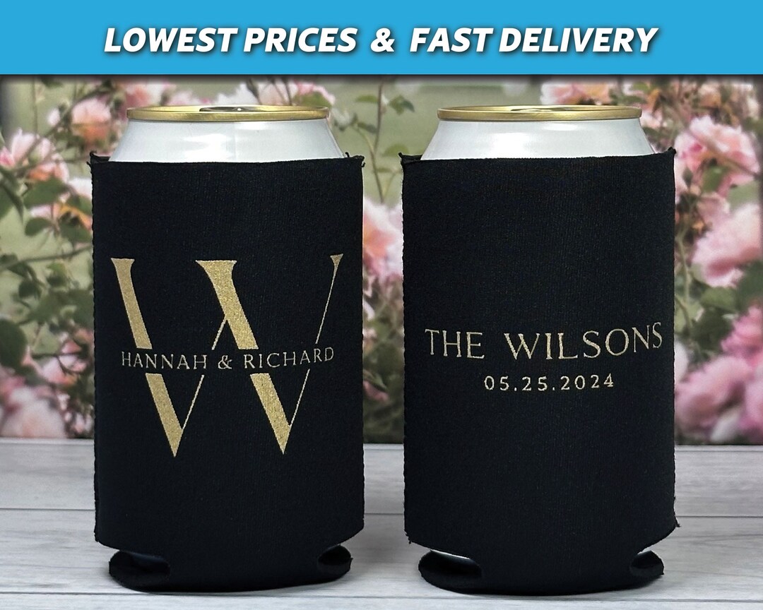 Wedding Can Coolers, Personalized Can Coolers, Modern Wedding Favors ...