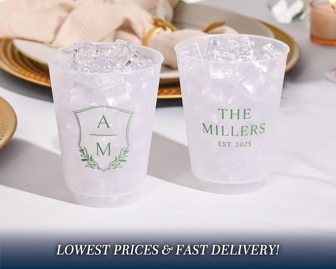 Custom Wedding Frosted Cups, Wedding Reception Favors, Modern Wedding ...