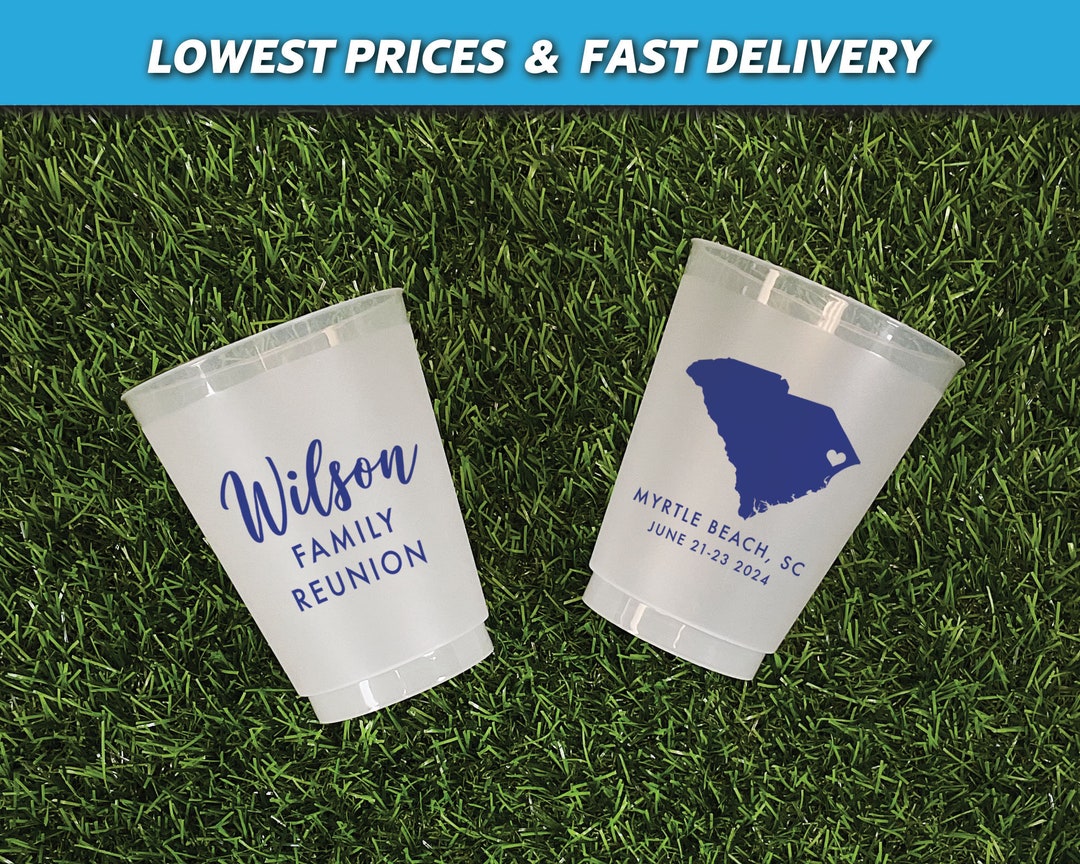 Family Reunion Frosted Cups, Personalized Family Reunion Cups, Family ...