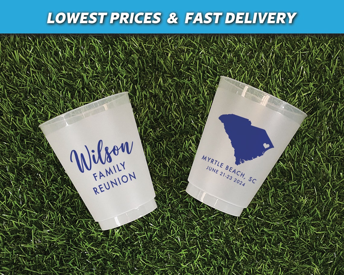 Family Reunion Frosted Cups, Personalized Family Reunion Cups, Family ...
