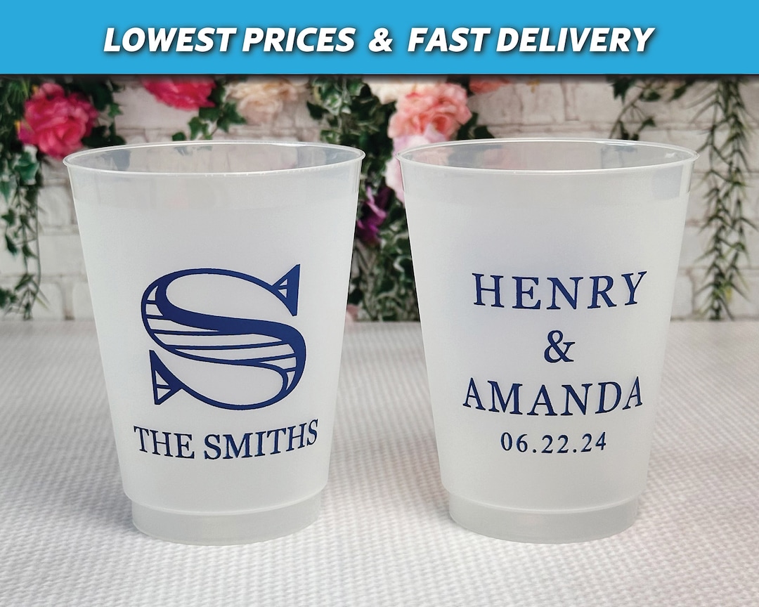 Custom Wedding Reception Frosted Cups, Personalized Wedding Cups ...