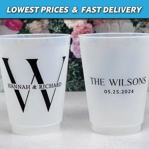 Custom Wedding Cups, Reception Bar Frosted Cups, Personalized ...