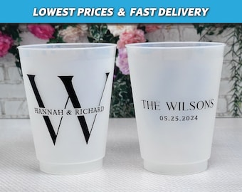Custom Wedding Cups, Reception Bar Frosted Cups, Personalized ...