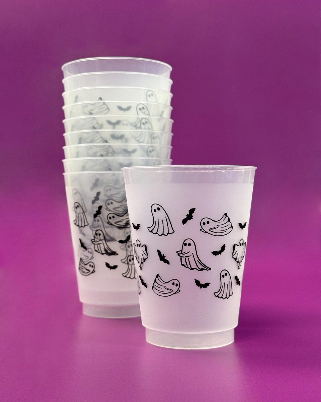 Ghost Cups 16oz Frost Set of 10, Shatterproof, Halloween Favors ...
