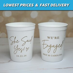 Engagement Stadium Cups, Modern Engagement 16oz Stadium Plastic Cups ...