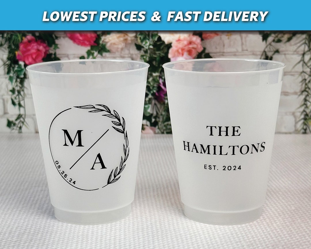 Personalized Wedding Cups, Frosted Wedding Cups, Modern Wedding Favors ...
