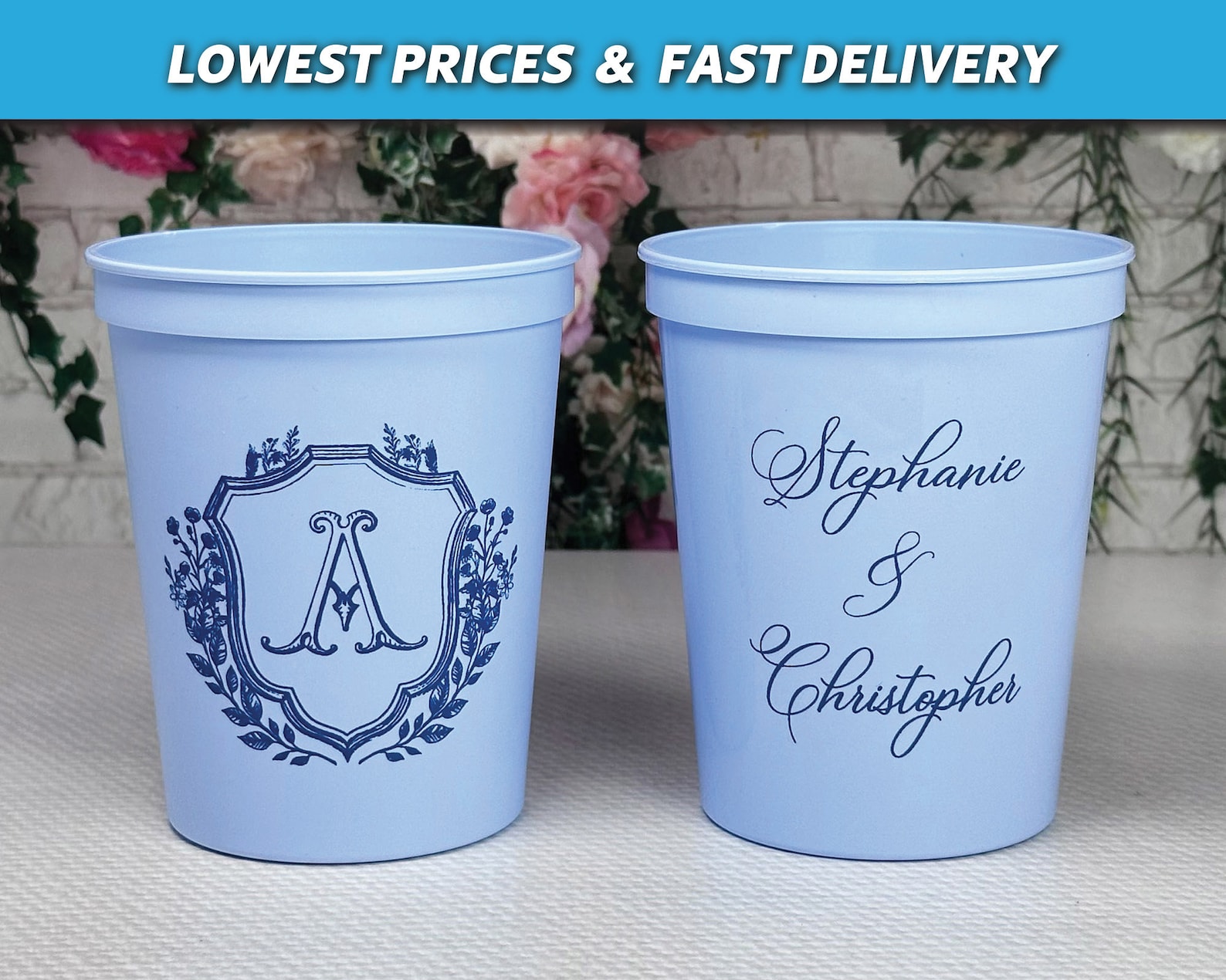 Wedding Stadium Cups, Wedding Monogram Cups, Personalized Wedding ...