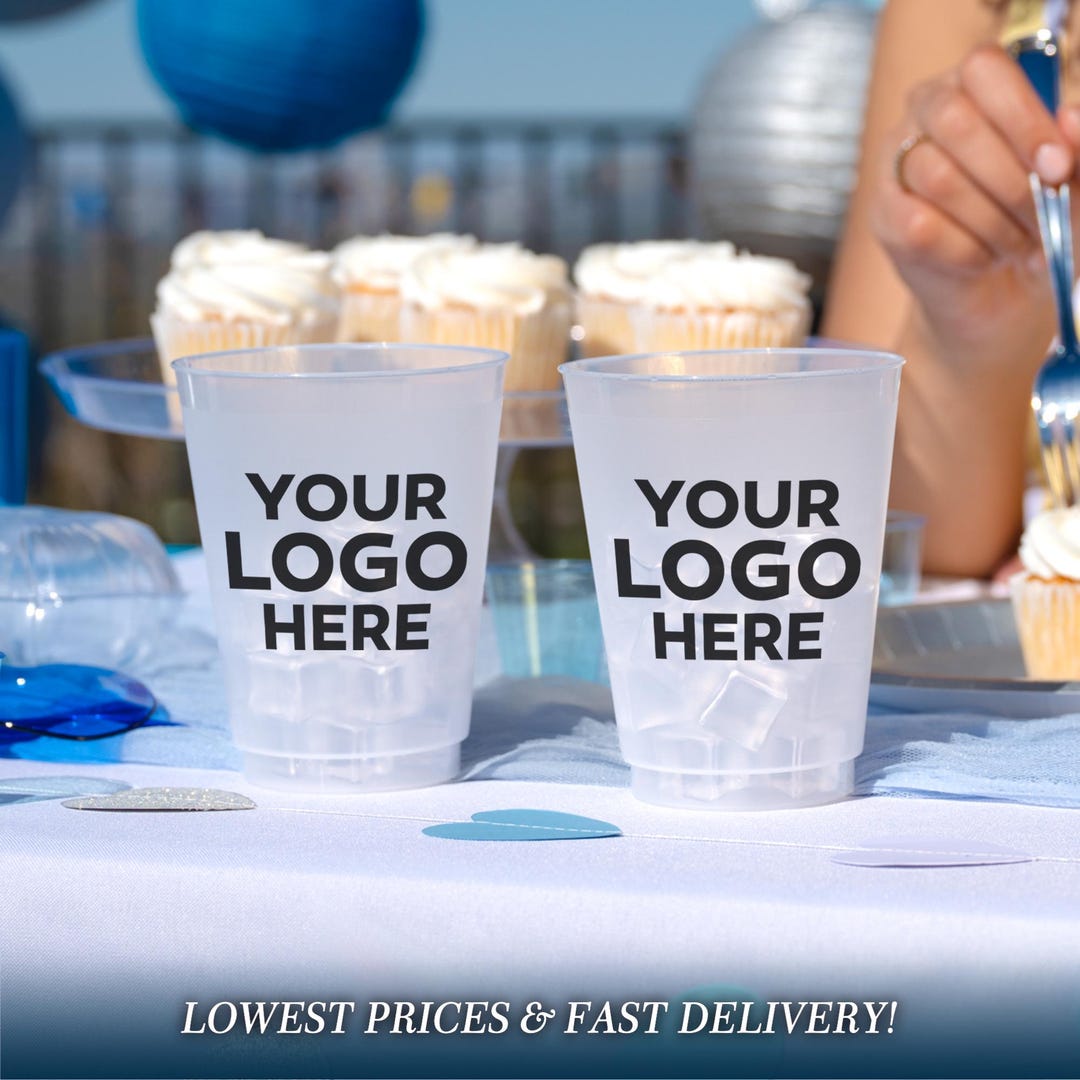 Your Logo Here Frosted Cups, Personalized Party Favors, Wedding Logo ...