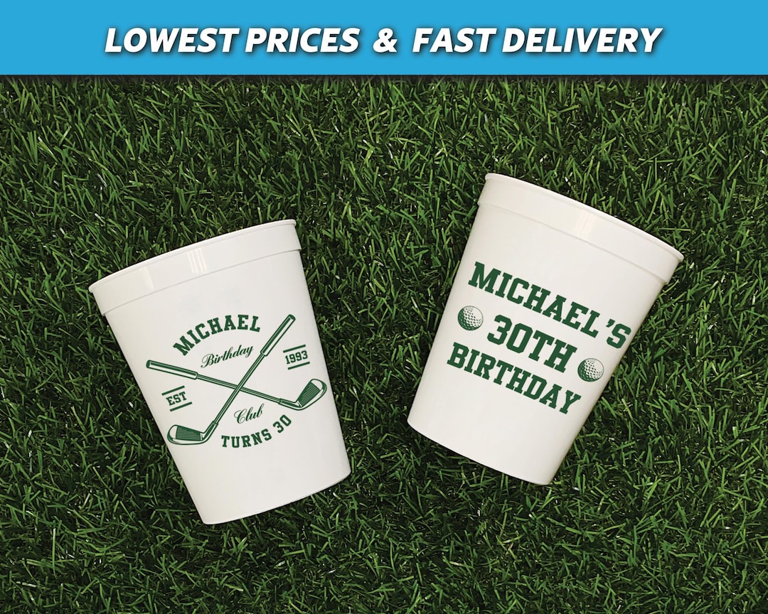 Personalized Golf Birthday Stadium Cups - Golf Theme Birthday Cups ...