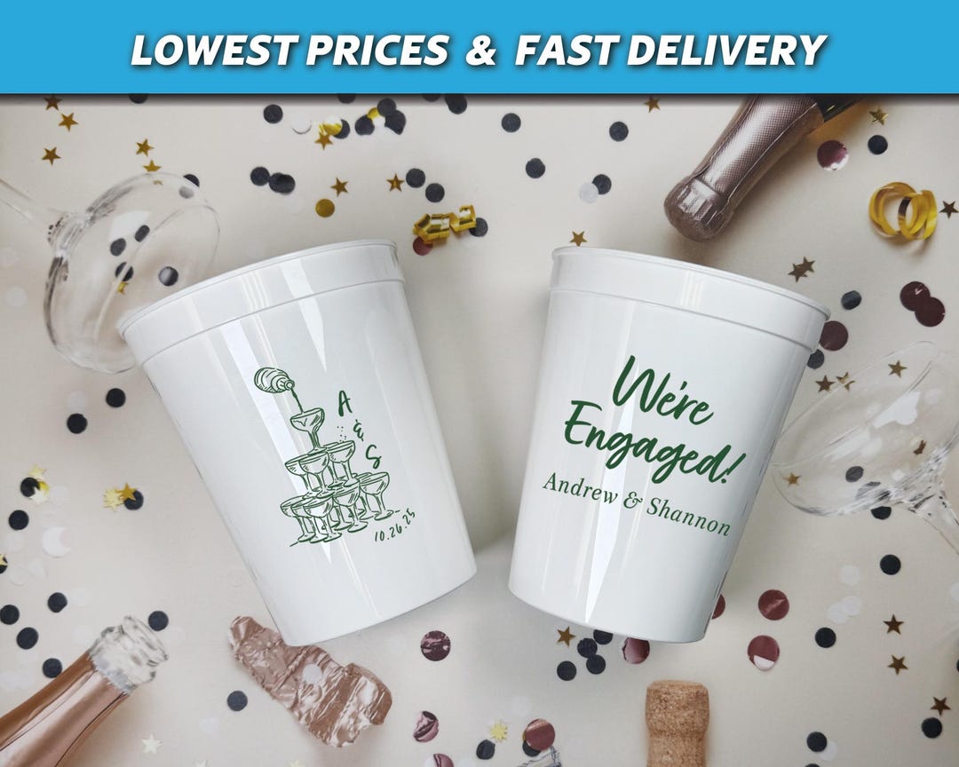 Personalized Engagement Stadium Cups - She Said Yes Cups, We're Engaged ...