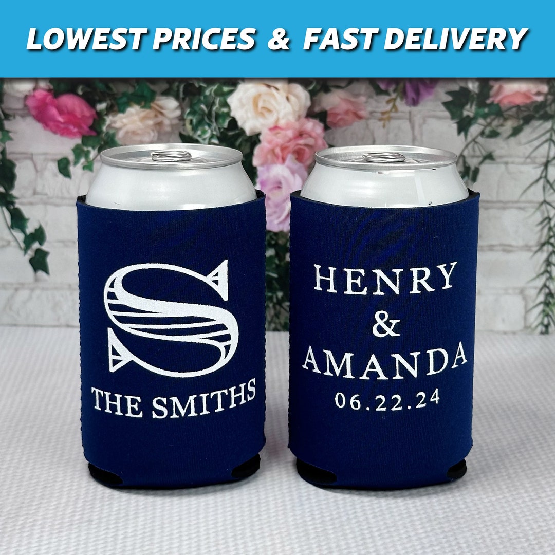 Personalized Wedding Can Coolers, Wedding Favors, Custom Huggers for ...