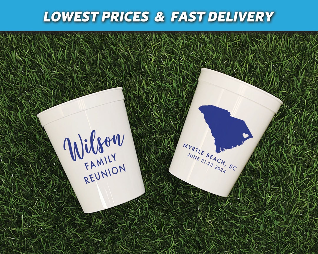 Family Reunion Party Cups - Plastic Custom Printed Stadium Cups, Family ...