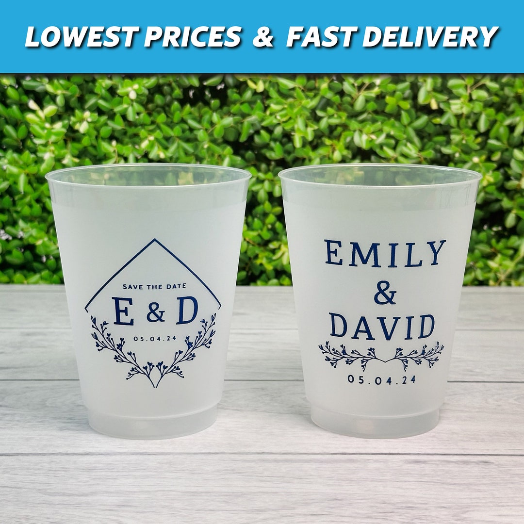 Custom Wedding Reception Bar Frosted Cups, Personalized Shatterproof ...