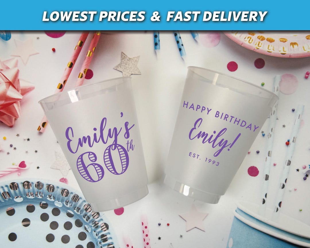 Happy Birthday Party Cups, Custom Birthday Party Cups, Shatterproof ...