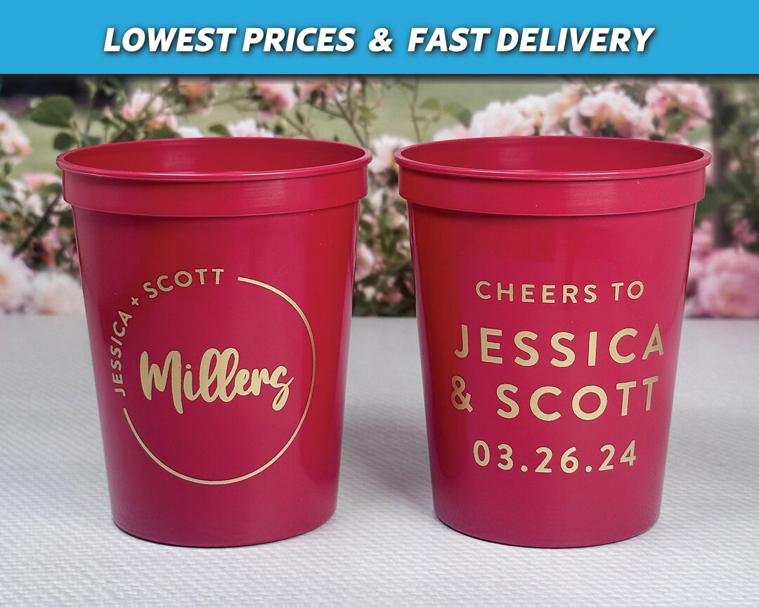 Wedding Stadium Cups, Modern Wedding Stadium Cups, Personalized Wedding ...