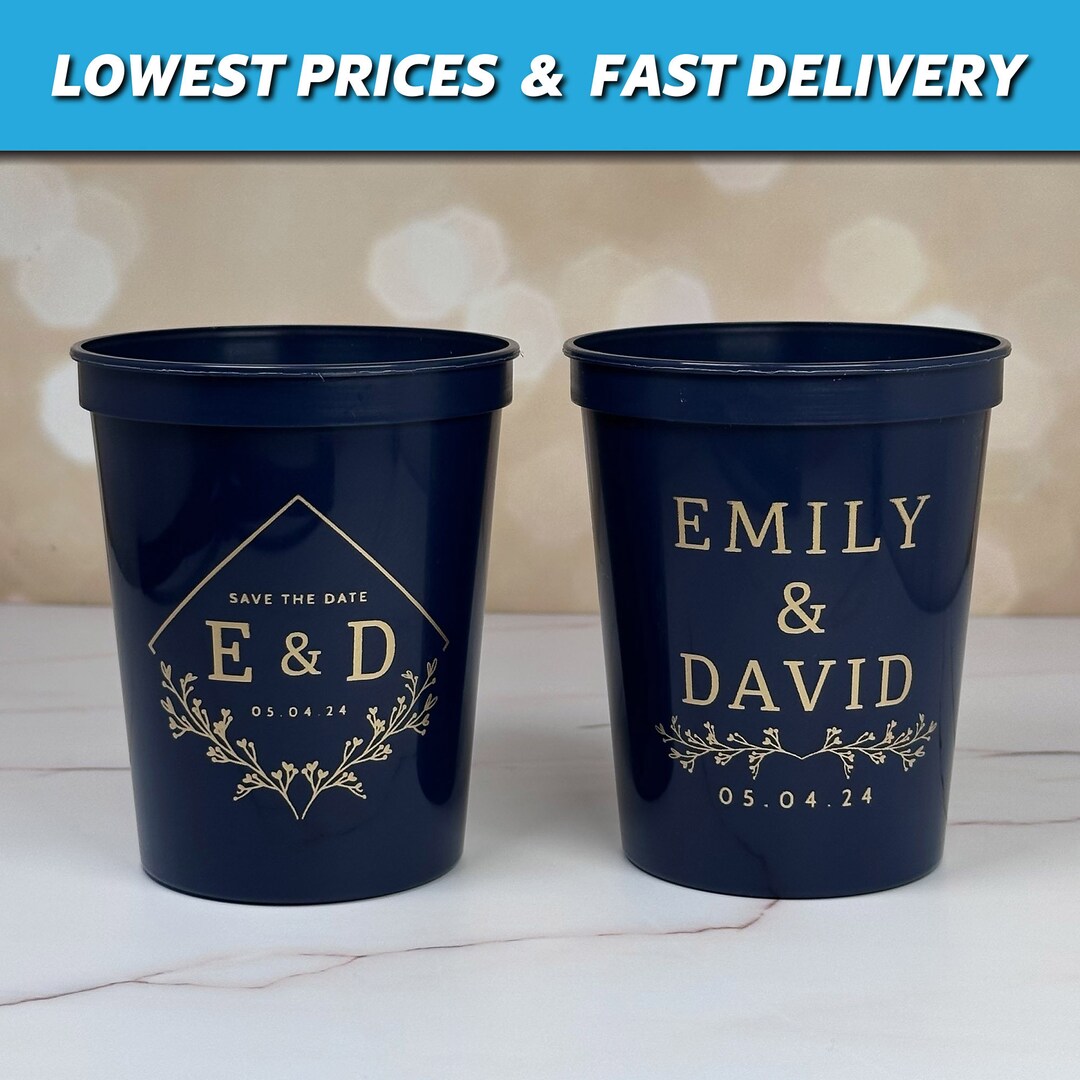 Wedding Stadium Cups, Modern Wedding 16oz Stadium Plastic Cups ...
