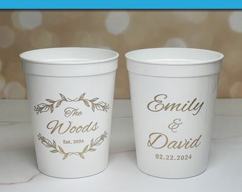 Engagement Stadium Cups, Modern Engagement 16oz Stadium Plastic Cups ...