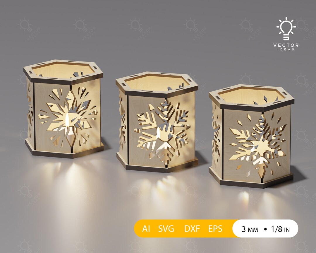 Christmas Wooden Tea Light Holder Three Lantern Design - Etsy UK