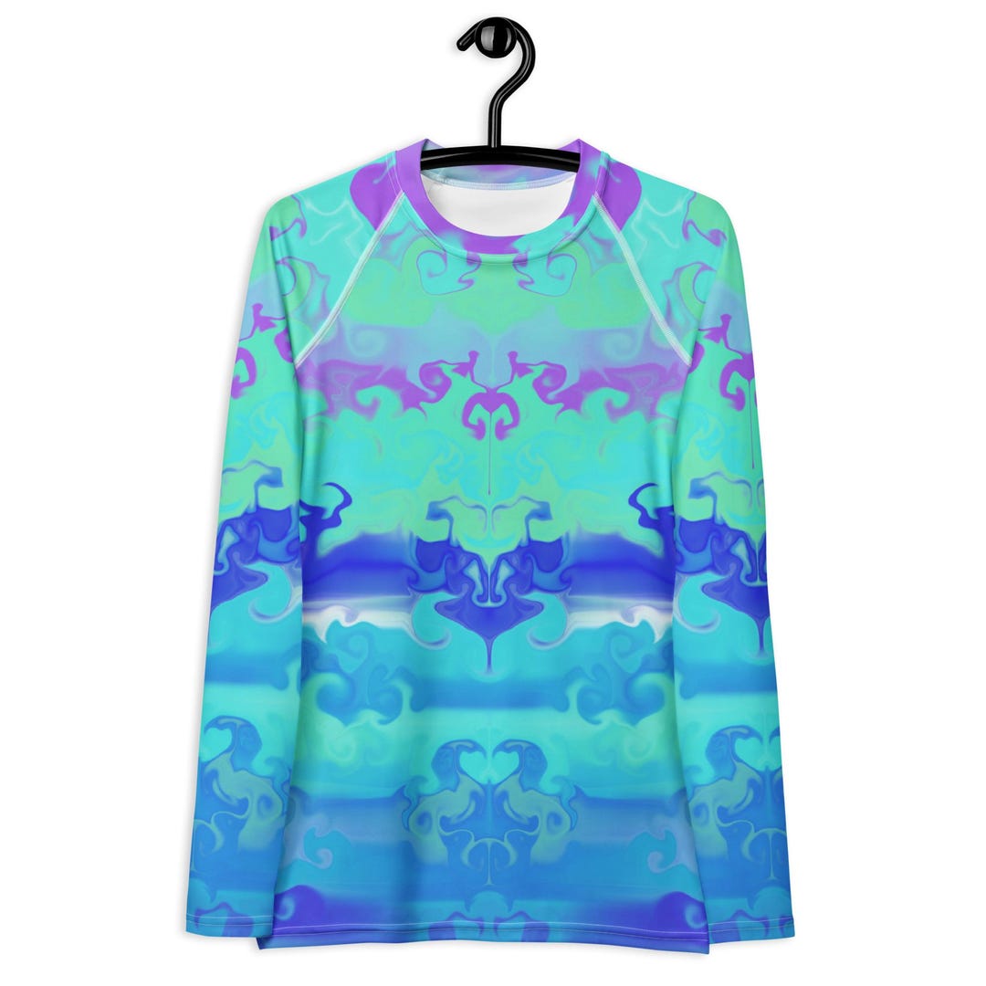 Women's Rash Guard, Coral Blue - Etsy
