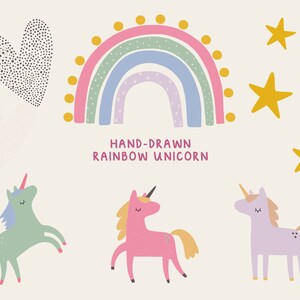 RAINBOW UNICORN Digital, Crayon Clipart, Png, Crayon Illustration - Etsy
