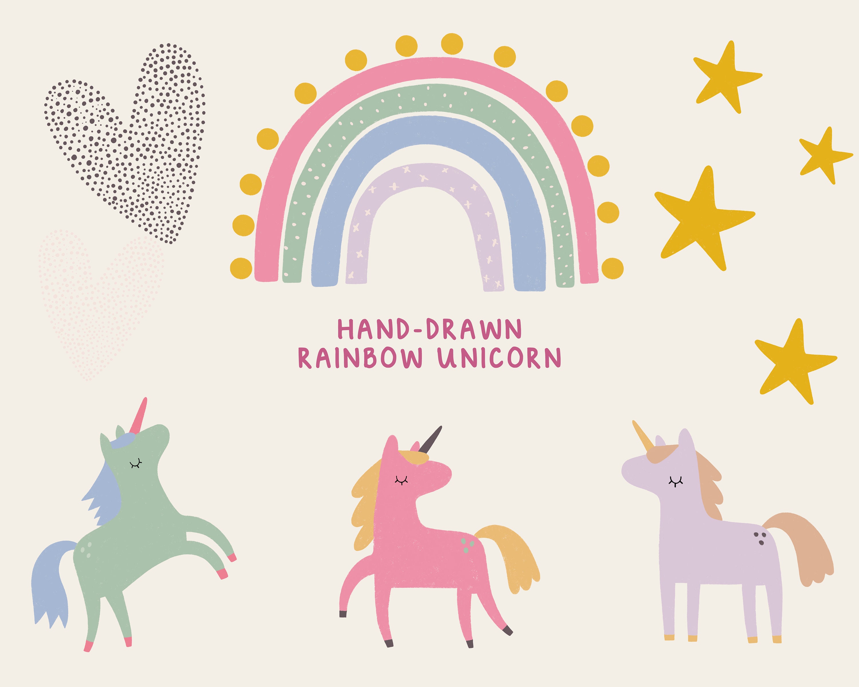 RAINBOW UNICORN Digital, Crayon Clipart, Png, Crayon Illustration - Etsy