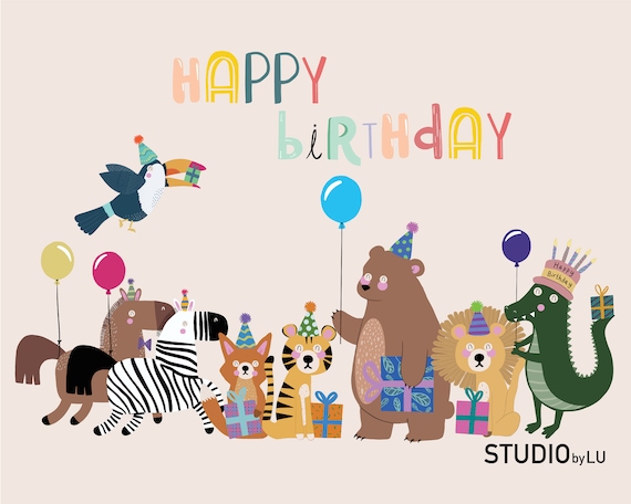 HAPPY BIRTHDAY ZOO Animals Party 10 Png / Jpeg - Etsy