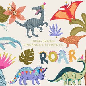 DINOSAURS Elements, DINOSAURS Clipart, Digital, Colorful, CLIPART, Png ...