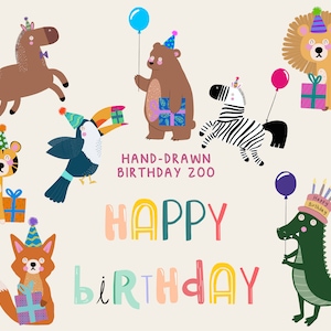 HAPPY BIRTHDAY ZOO Animals Party 10 Png / Jpeg - Etsy
