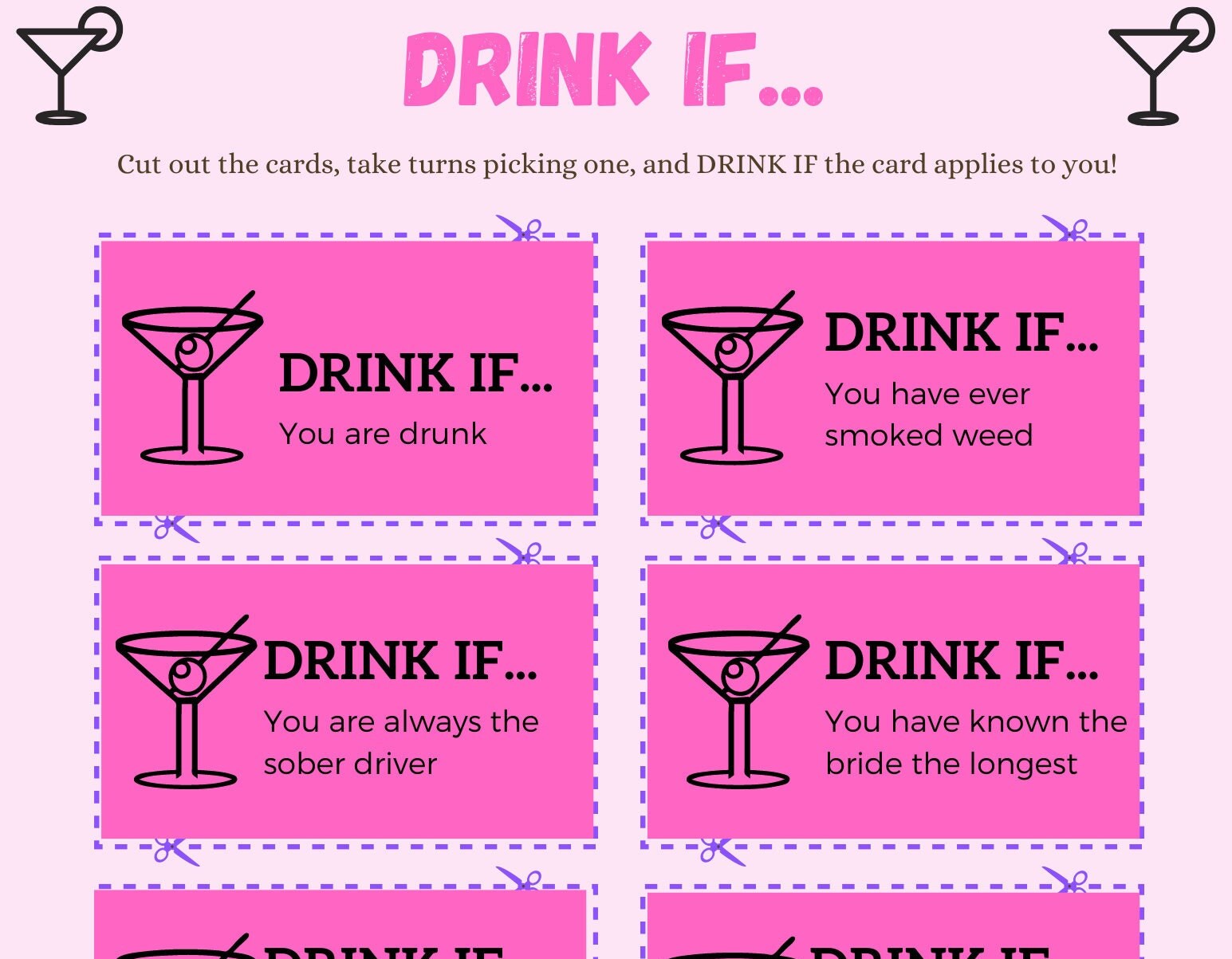 Bachelorette Party Game DRINK IF Card Game Bachelorette Fun - Etsy