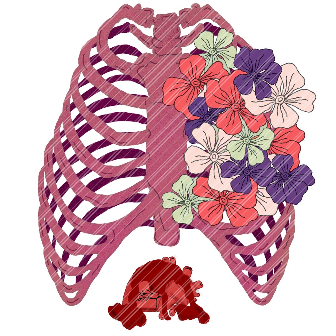 Broken Heart Rib Png Rib Cage Flowers PNG Sublimation Design - Etsy
