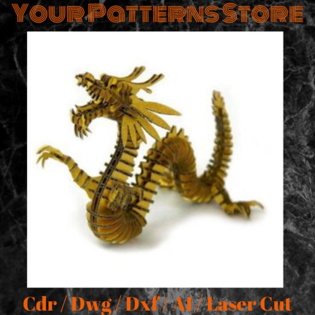 Dragon Laser Cut File Engrave Files Dxf / Cdr / Dwg / Puzzle - Etsy