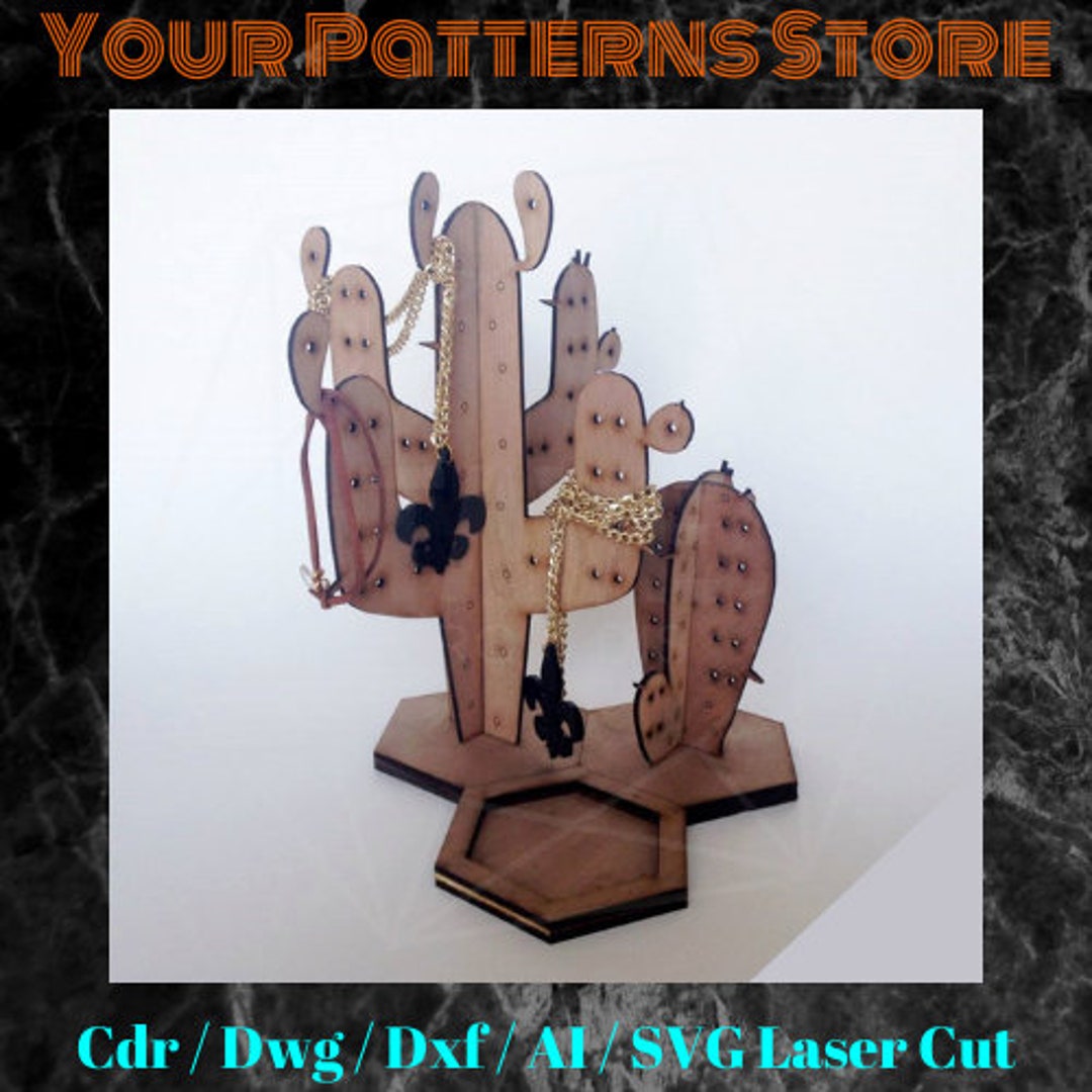Cactus Jewelry Holder Laser Cut File Engrave Files Dxf / Cdr - Etsy