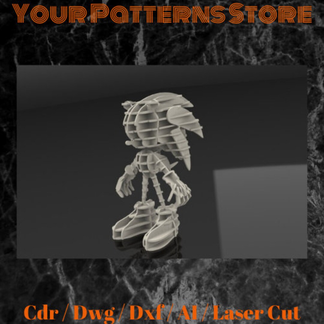 Sonic 3D Laser Cut File Engrave Files Dxf / Cdr / Dwg / - Etsy UK