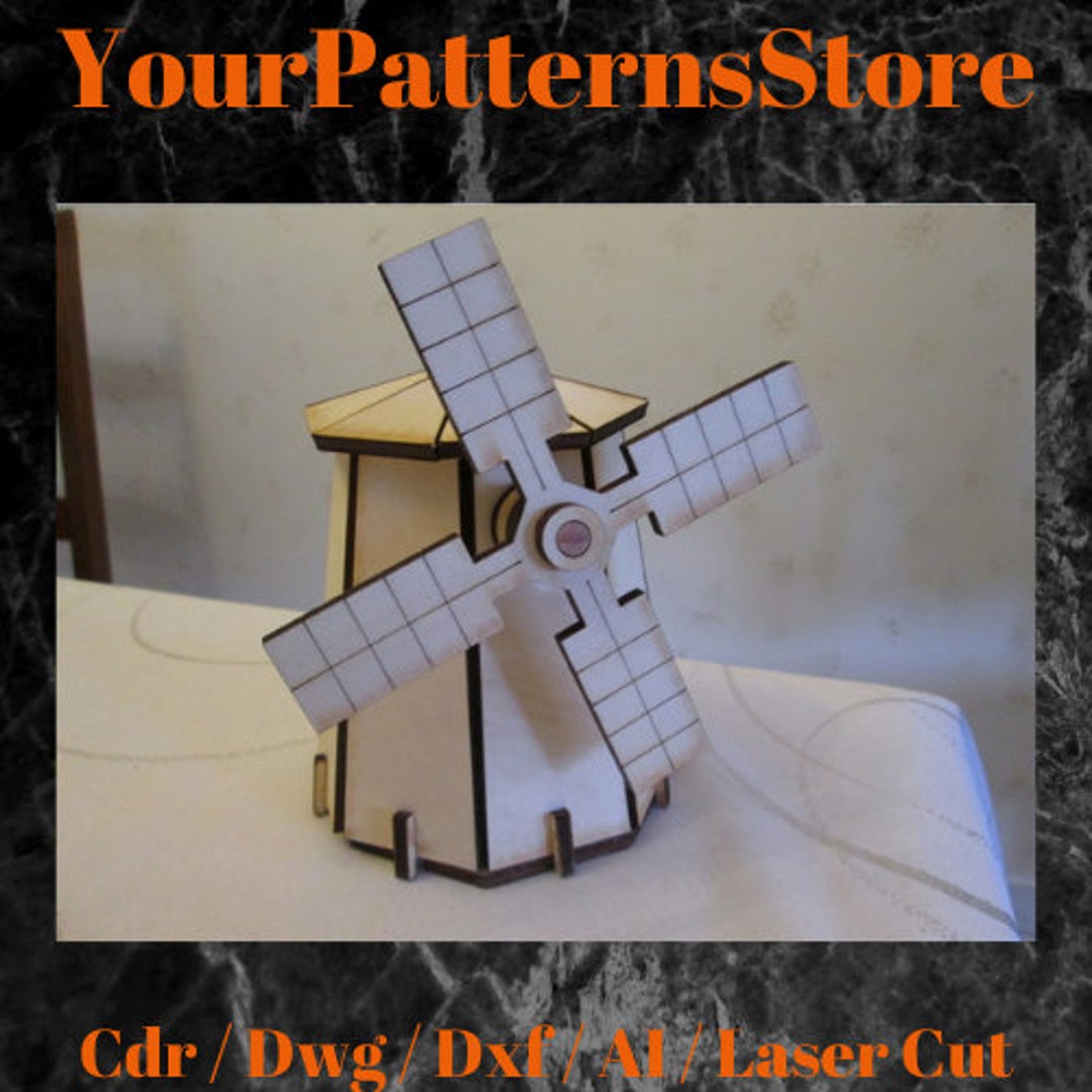 Windmill Laser Cut File Engrave Files dxf / cdr / dwg / - Etsy France