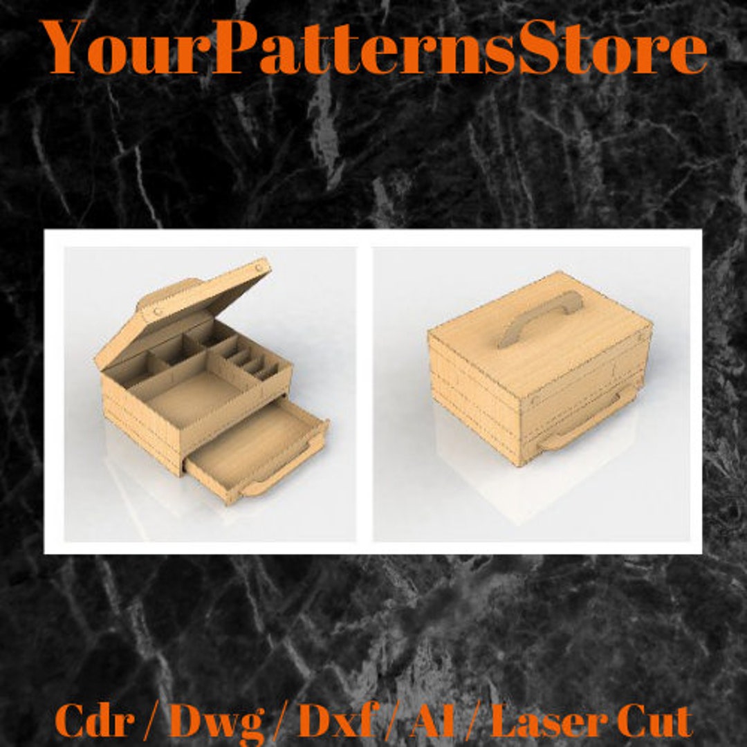 Jewelry Box With Drawer Laser Cut File Engrave Files Dxf / - Etsy