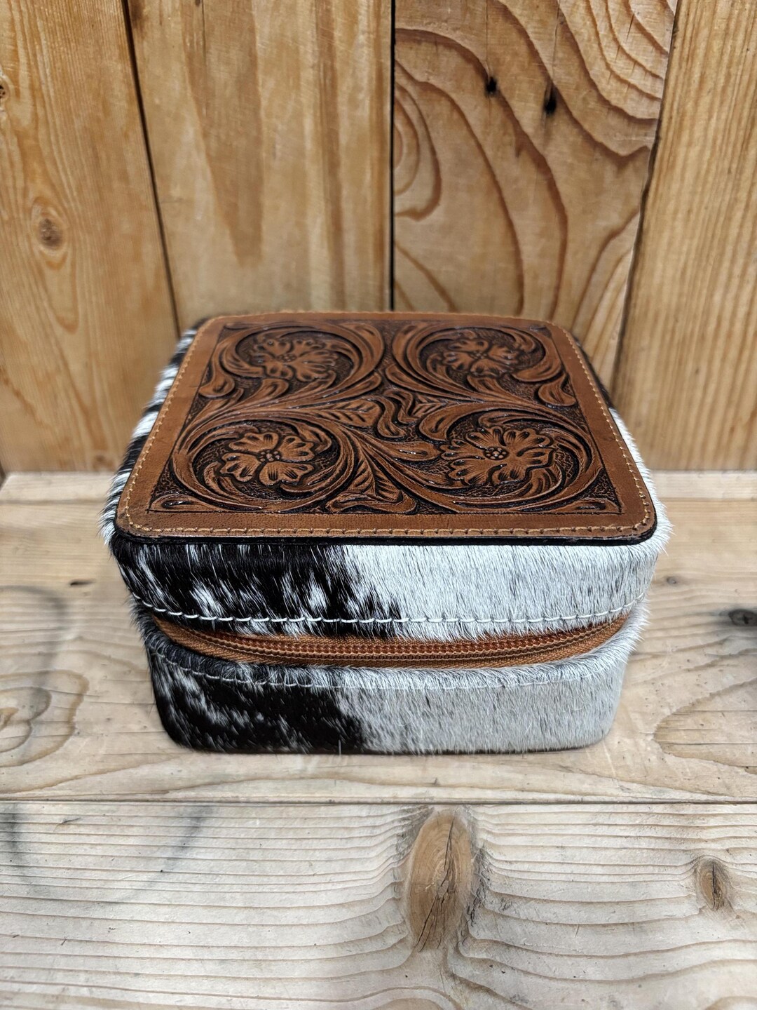 Square Cowhide Jewelry Box - Etsy